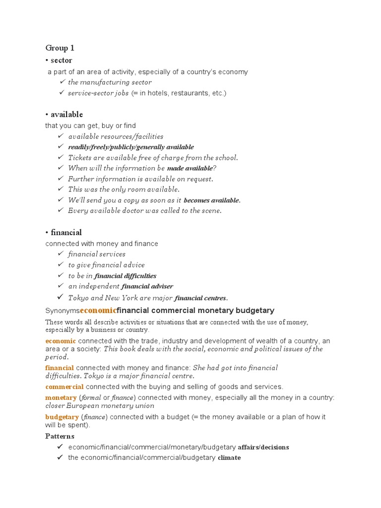 Economic and Financial Terminology Guide | PDF | Noun | Money