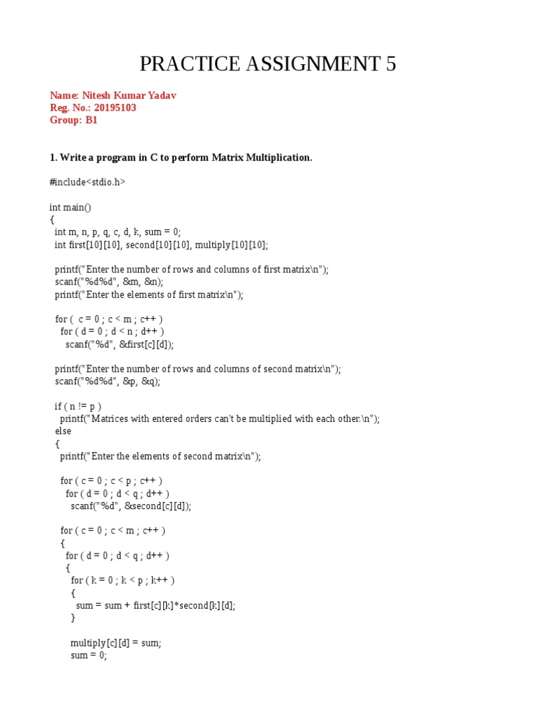 55practice Assignment 5 | PDF | Matrix (Mathematics) | Linear Algebra