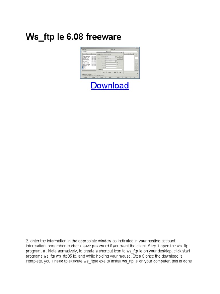 WS_FTP LE 6.08 Freeware Download Guide | PDF | File Transfer Protocol ...