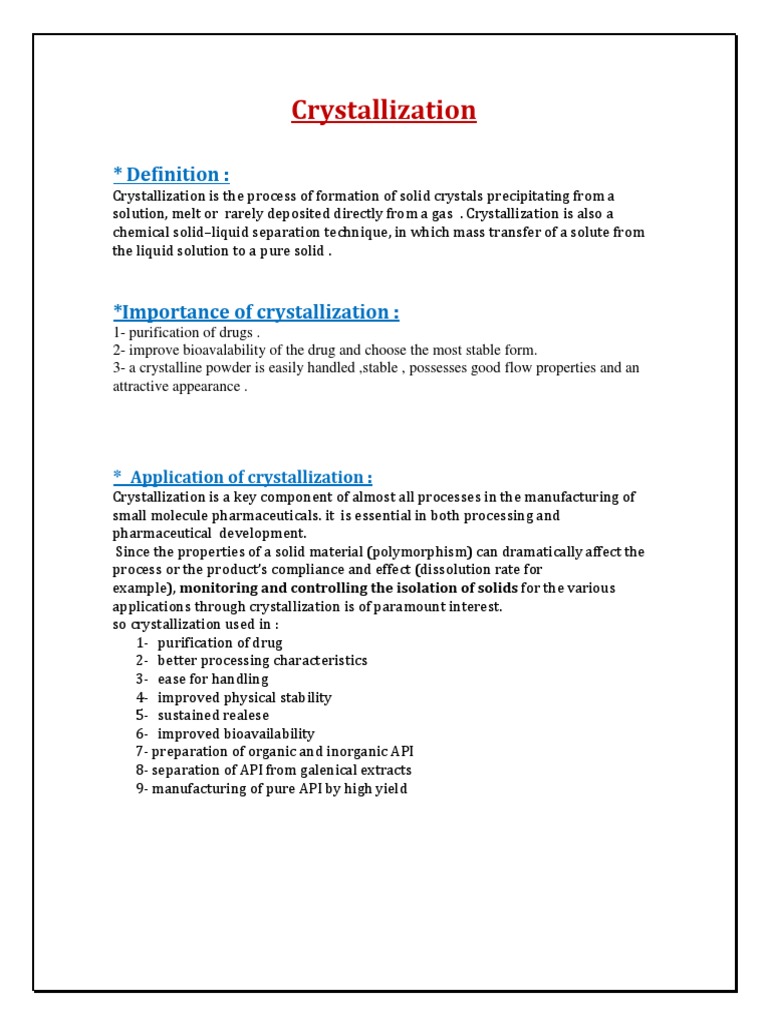 Crystallization: Definition | PDF | Crystallization | Phases Of Matter