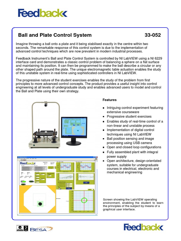 Ball and Plate Control System 33-052: Features | PDF | Control System ...