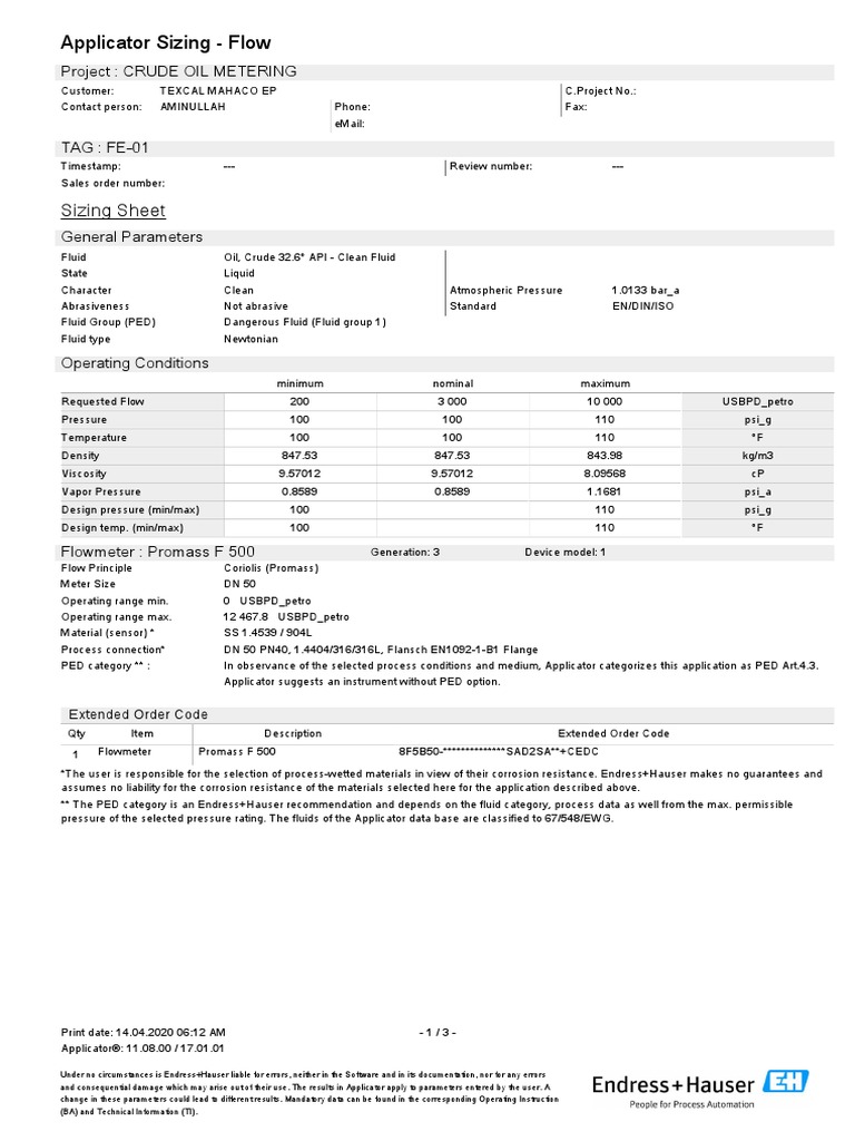 Coriolis Meter Sizing Calculation | PDF | Flow Measurement | Viscosity