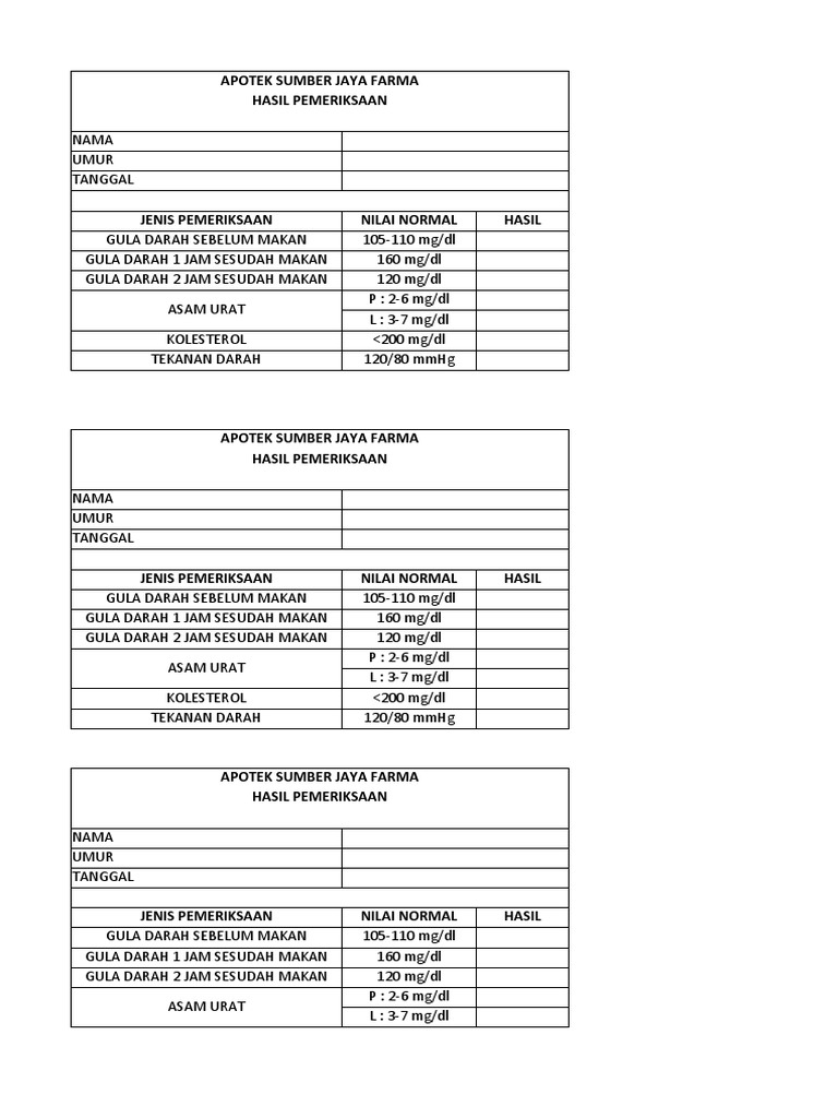 Form Hasil Tes | PDF