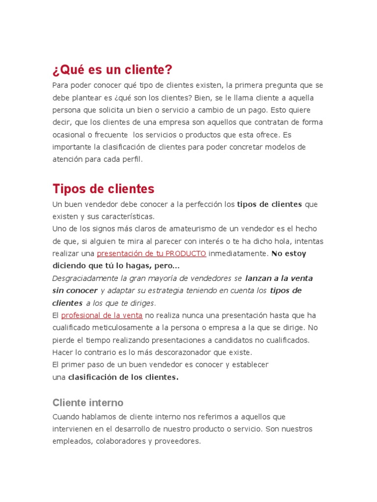 Qué Es Un Cliente? | PDF | Cliente | Ventas