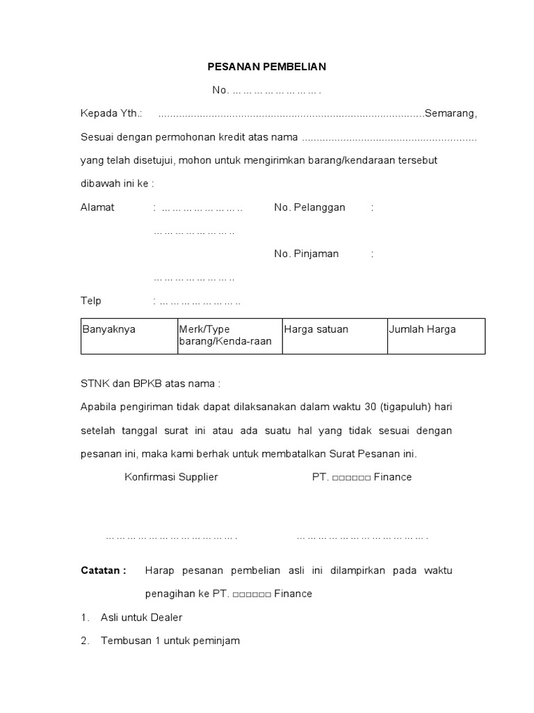 Pesanan Pembelian | PDF