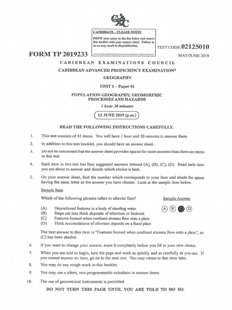 Cape U1 P1 2019 PDF | PDF