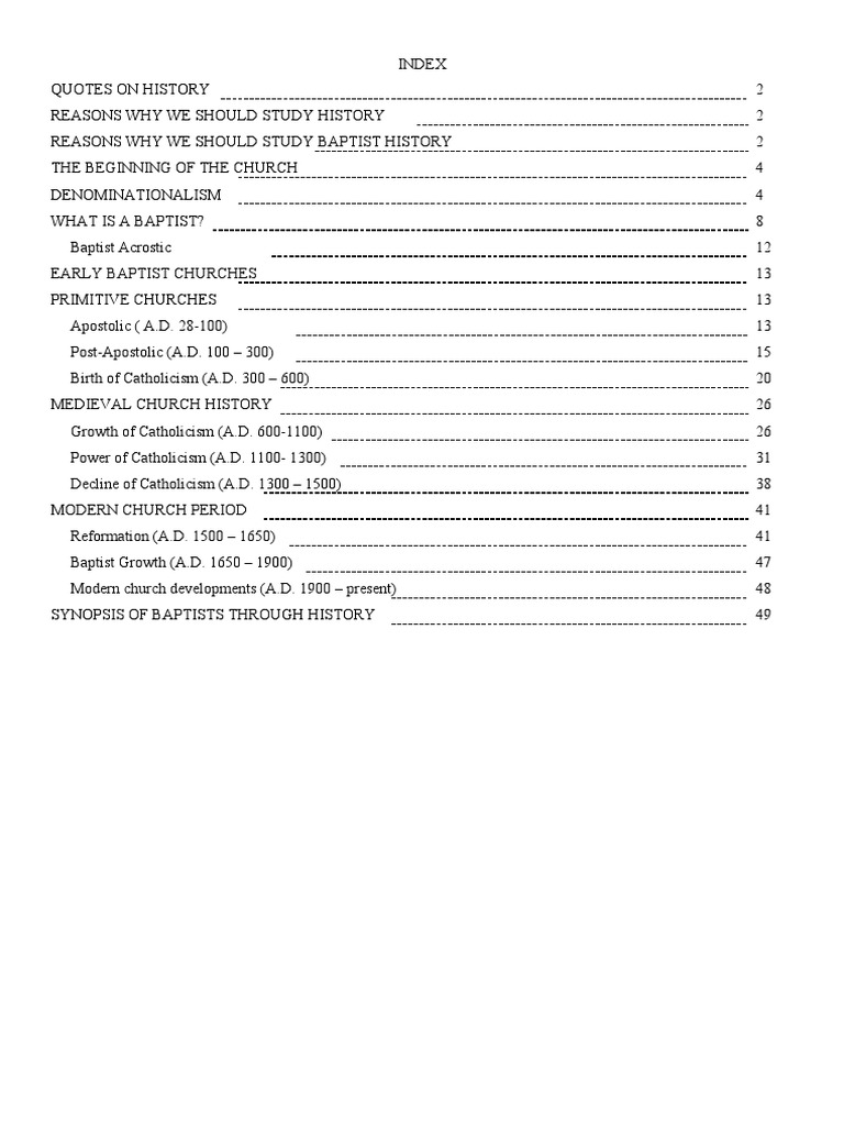 Baptist History Class Notes (2018 - 09 - 19 02 - 26 - 17 UTC) | PDF ...