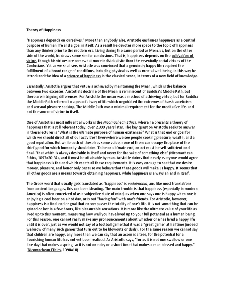 Theory of Happiness | PDF | Happiness | Virtue