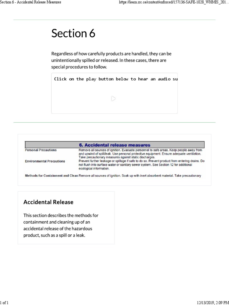 Section 6 - Accidental Release Measures | PDF