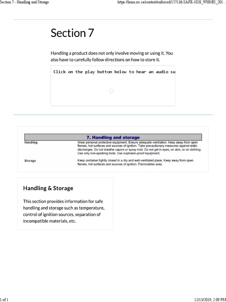 Section 7 - Handling and Storage | PDF | Computers