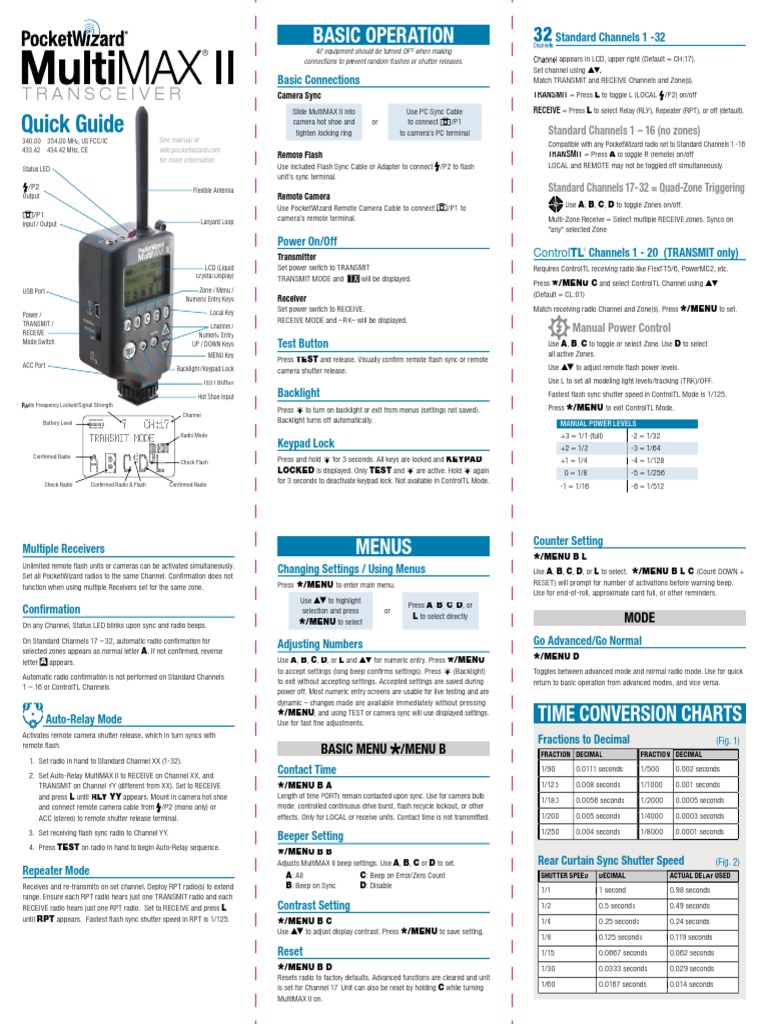 MultiMAX II QuickGuide | PDF | Flash (Photography) | Radio