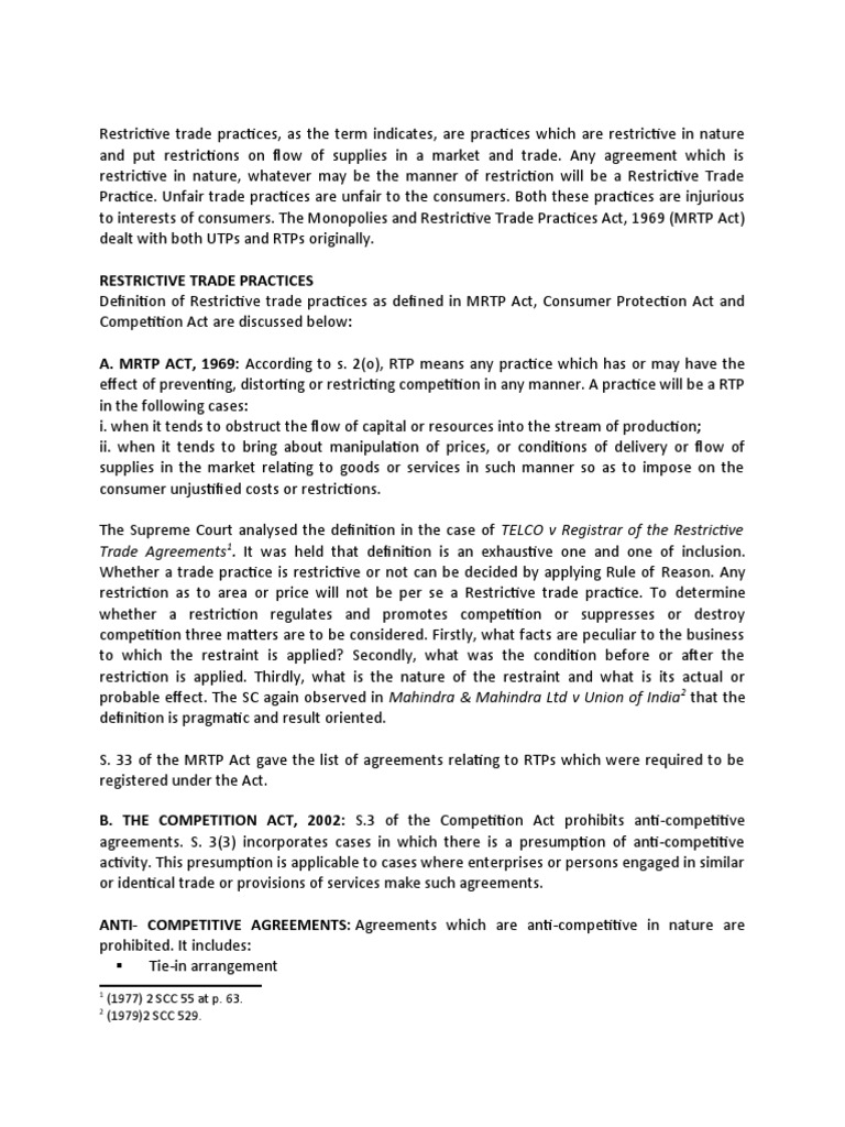 Understanding Restrictive Trade Practices | PDF | Cartel | Competition