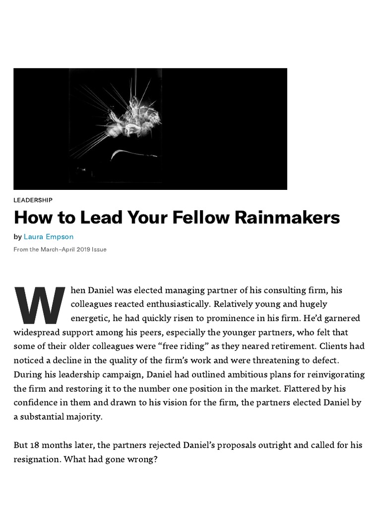 How To Lead Your Fellow Rainmakers | PDF | Leadership | Business