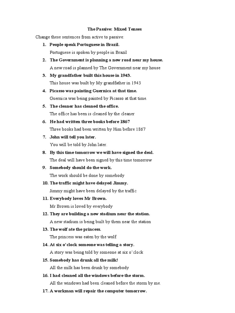 Passive Voice Sentence Transformations | PDF