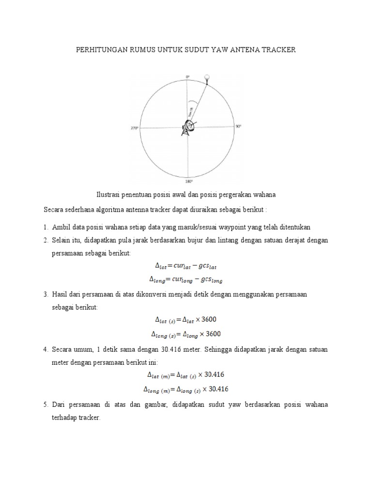 Perhitungan Rumus Untuk Sudut Yaw Antena Tracker | PDF