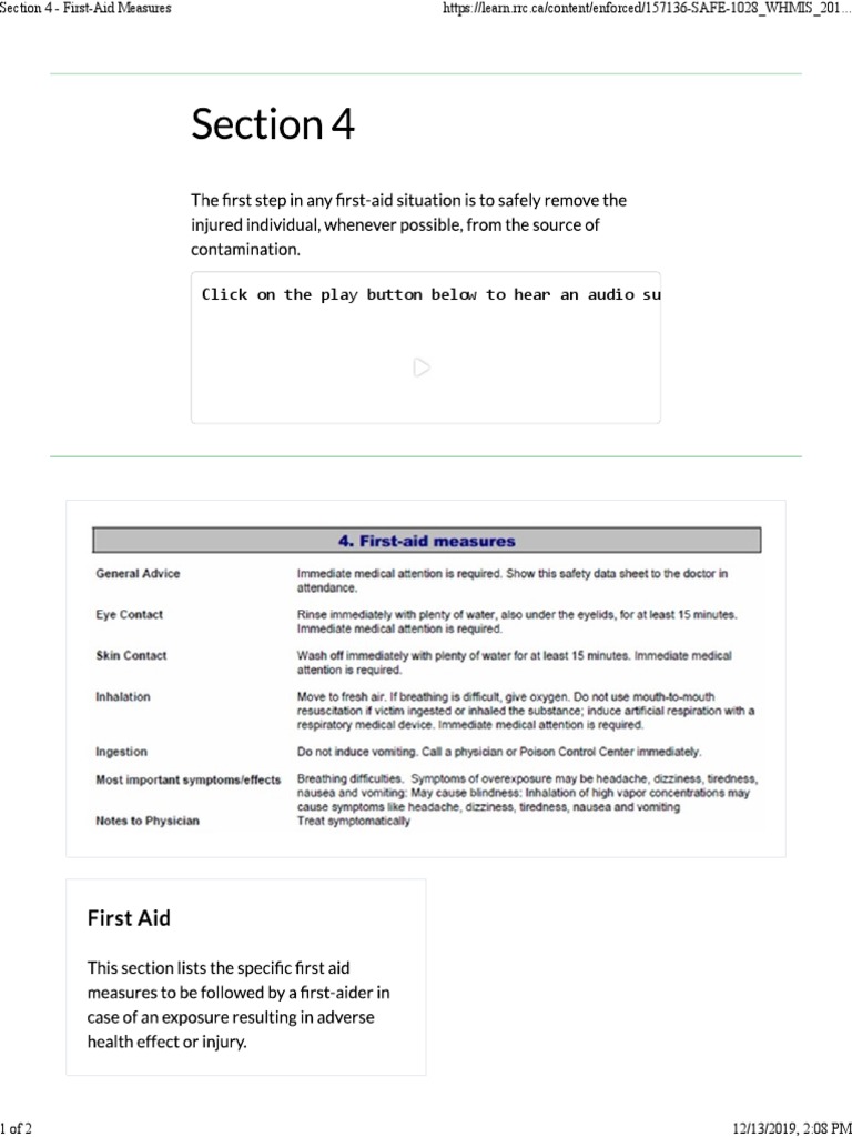 Section 4 - First-Aid Measures | PDF