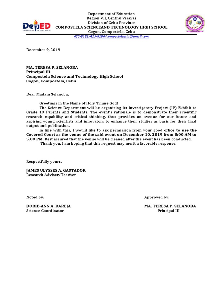Request to Use Covered Court for Event | PDF | Foreign Language Studies ...