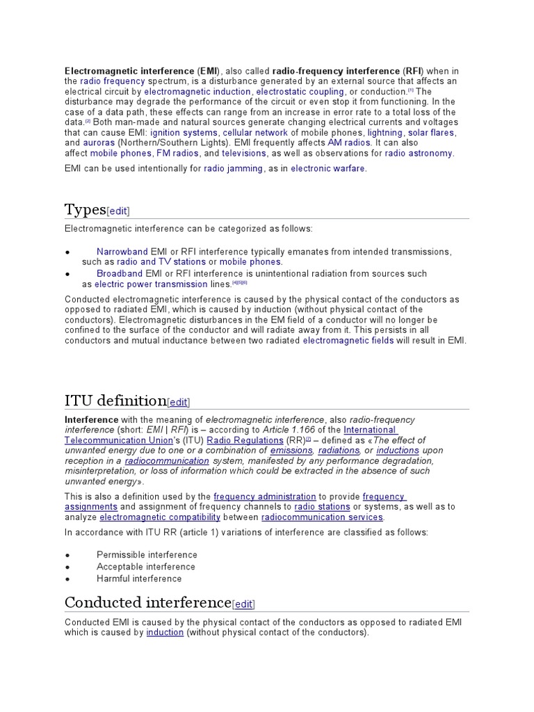 Types: Electromagnetic Interference (EMI), Also Called Radio-Frequency ...