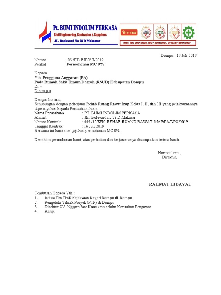 Surat Permohonan MC 0 | PDF
