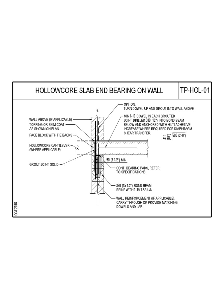 Details for Hollowcore Slab Bearing Connections on Walls | PDF | Wall ...