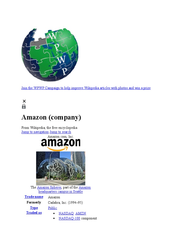 Amazon (Company) : Join The WPWP Campaign To Help Improve Wikipedia ...