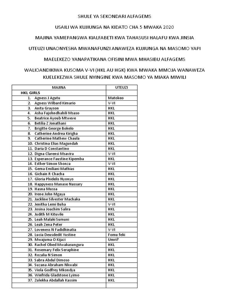 Usaili Form V 2020-2021 | PDF