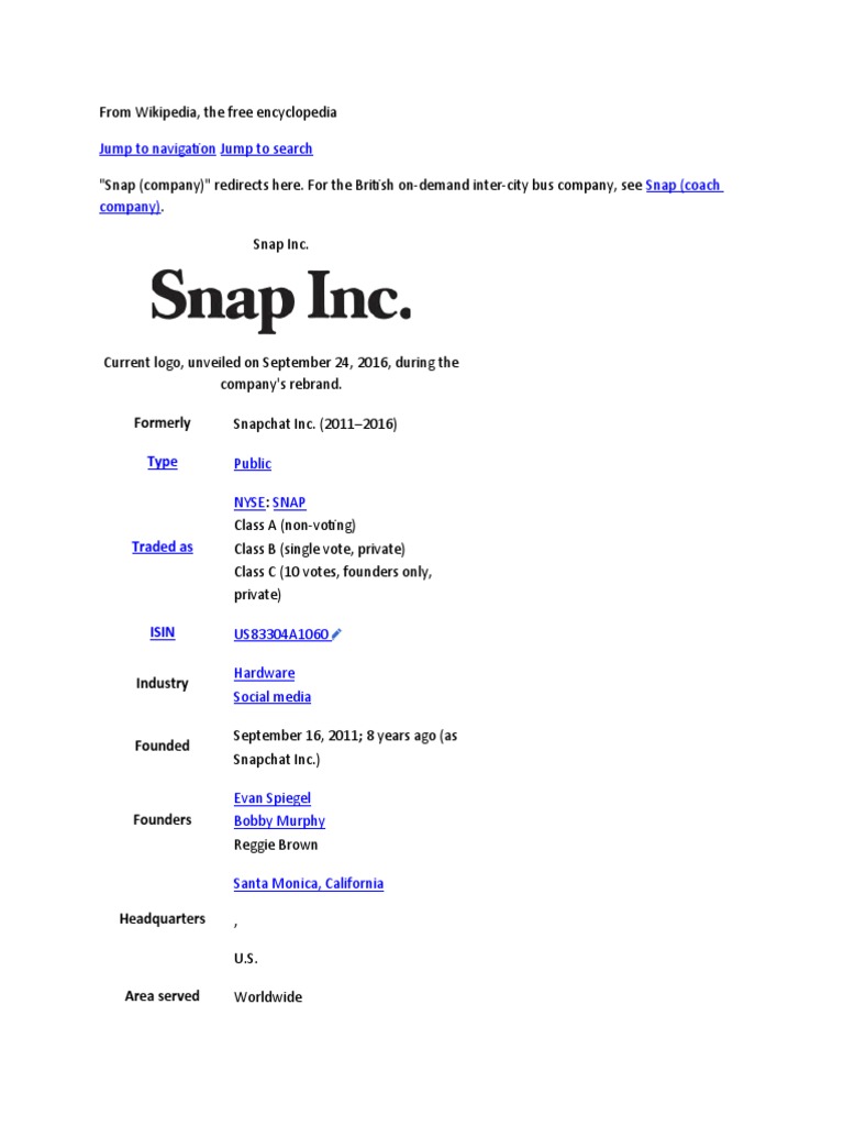 Jump To Navigation Jump To Search Snap (Coach Company) : Formerly | PDF ...