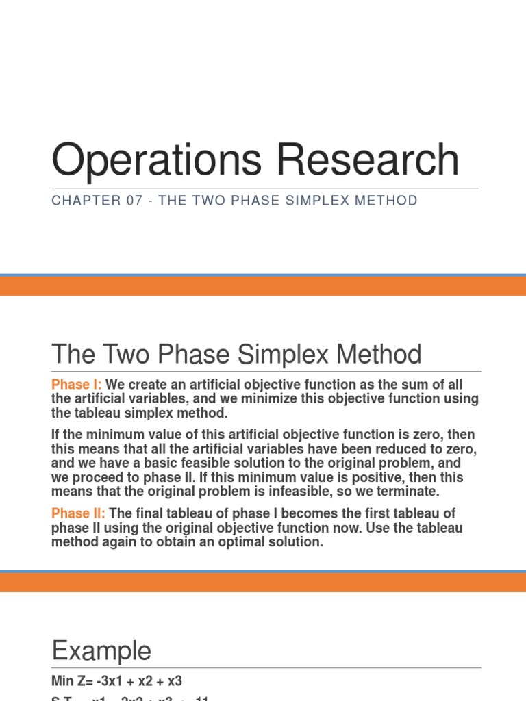 Operations Research: Chapter 07 - The Two Phase Simplex Method | PDF | Algorithms | Mathematical ...