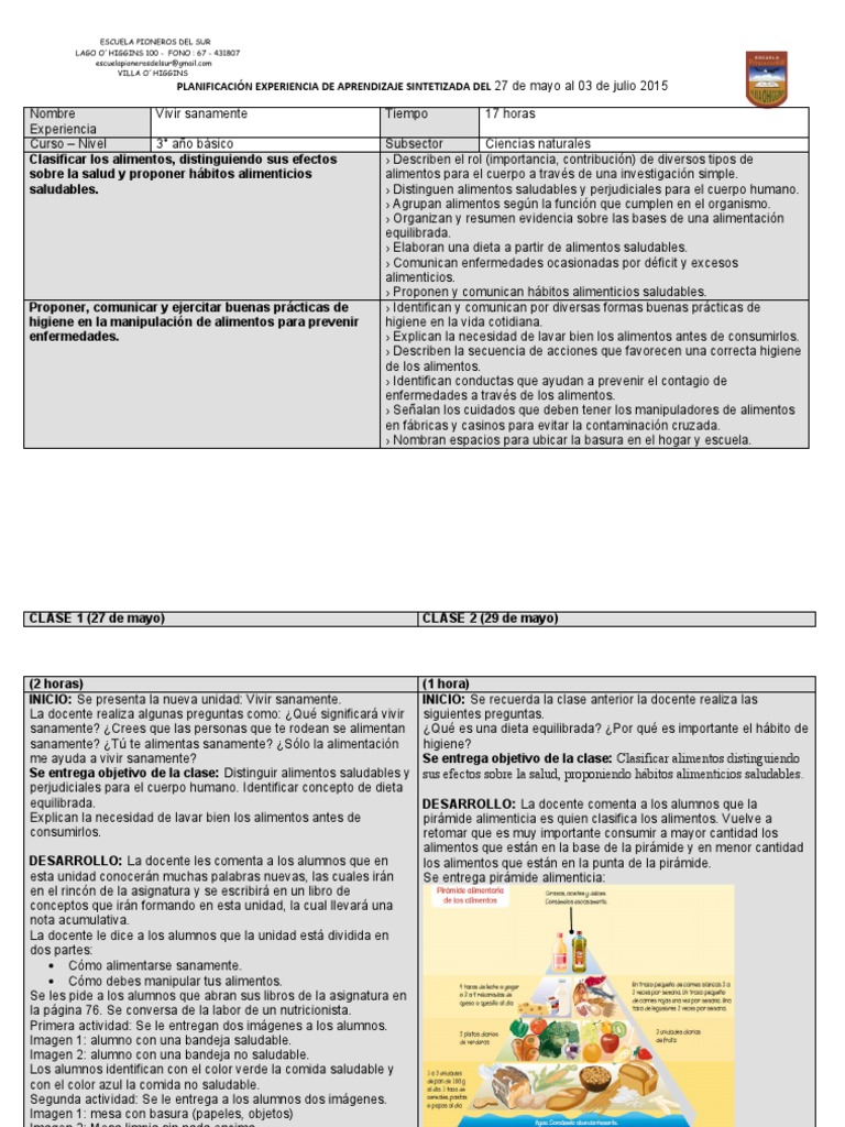 Planificación de Alimentación Saludable 3° Básico | PDF | Carne | Alimentos