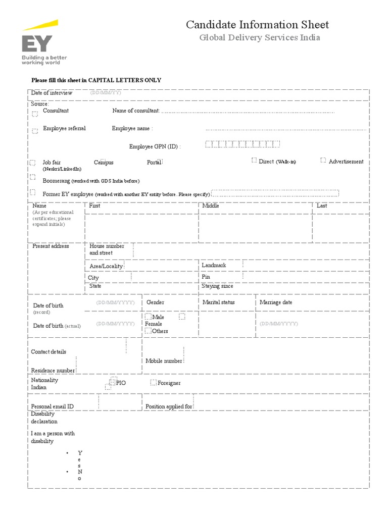 EY Candidate Information Sheet Guide | PDF | Employment | Government