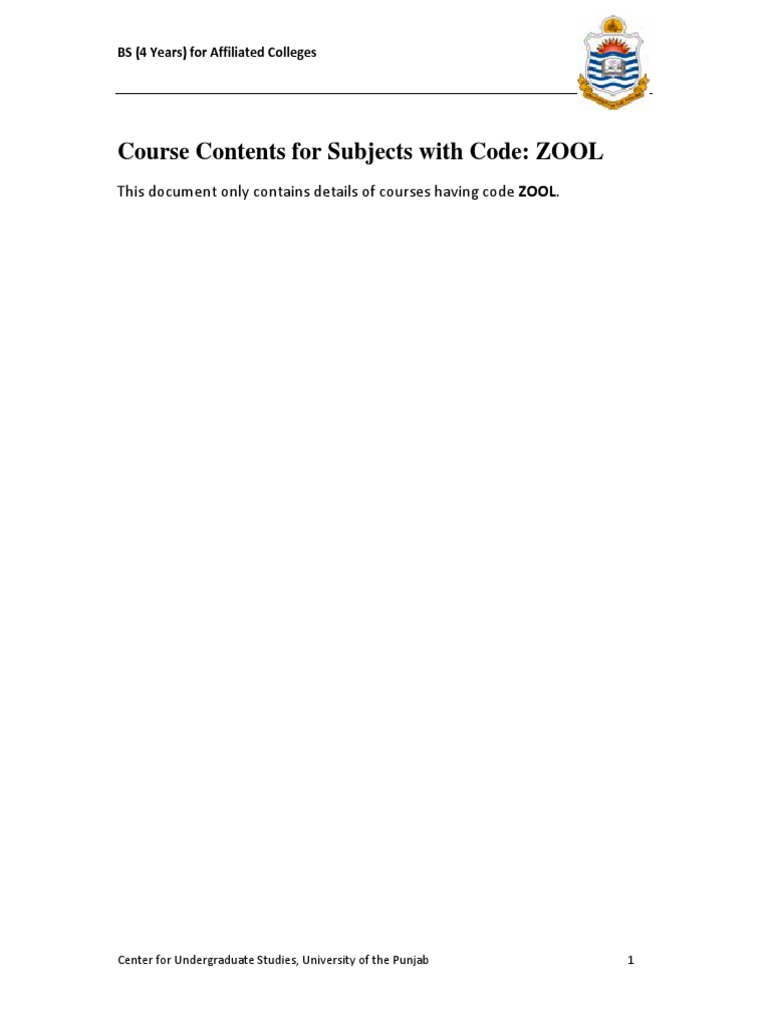 Code ZOOL Course Details | PDF | Natural Selection | Citric Acid Cycle