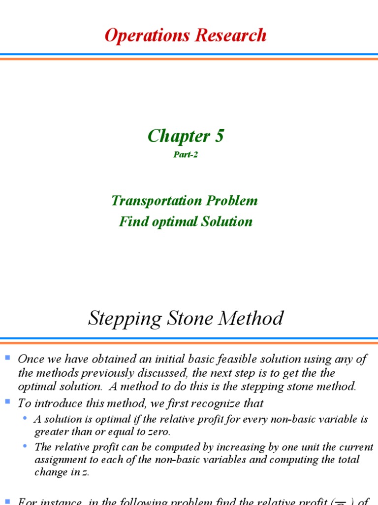 Operations Research Transportation Problem Find Optimal Solution 9623