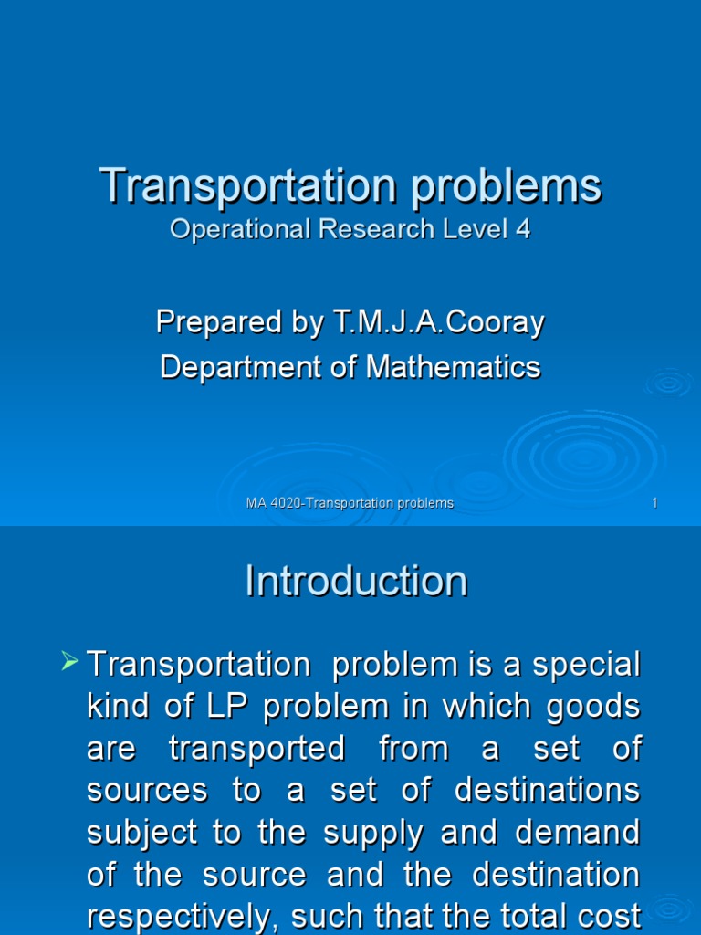 Transportation Problems | PDF | Algorithms And Data Structures | Theoretical Computer Science