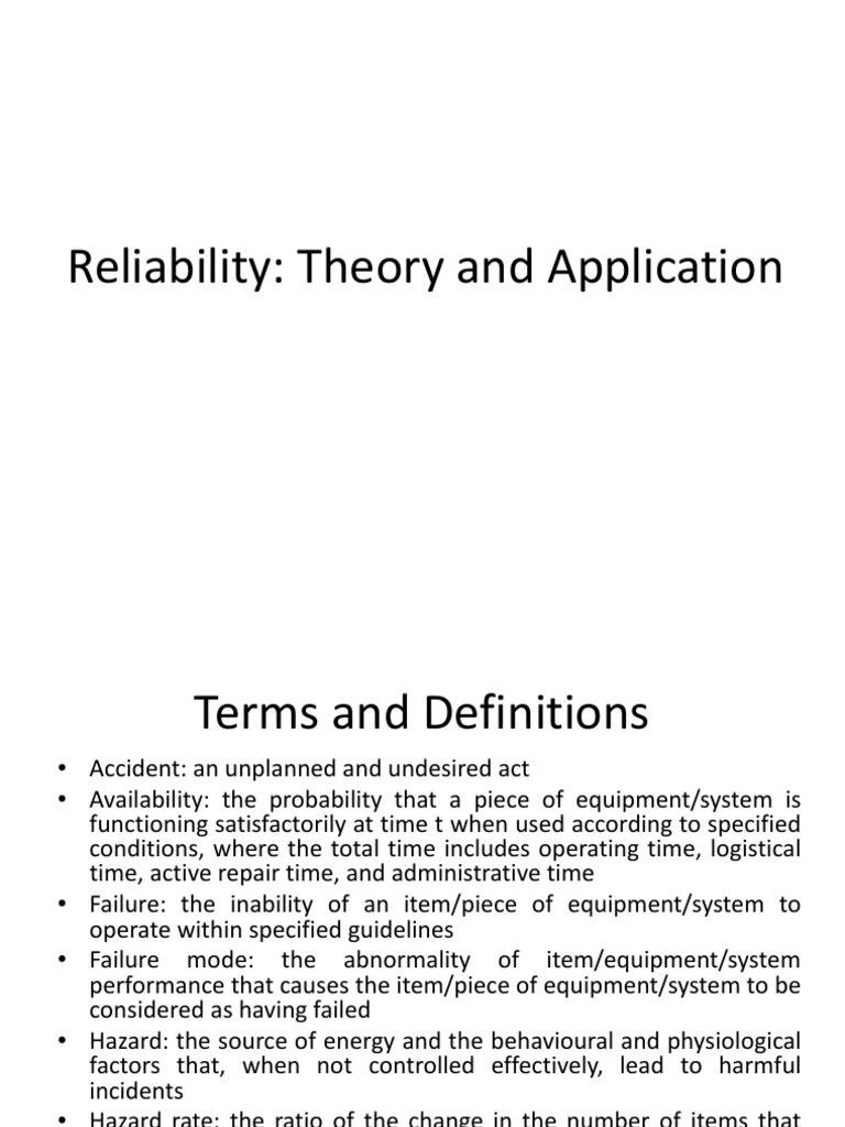 Reliability: Theory and Application | PDF | Reliability Engineering ...