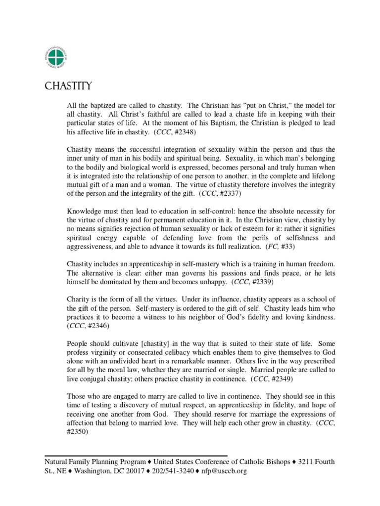 The Virtue of Chastity: A Comprehensive Exploration of Church Teachings ...