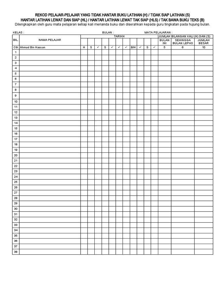 Borang Rekod X Buat Latihan | PDF