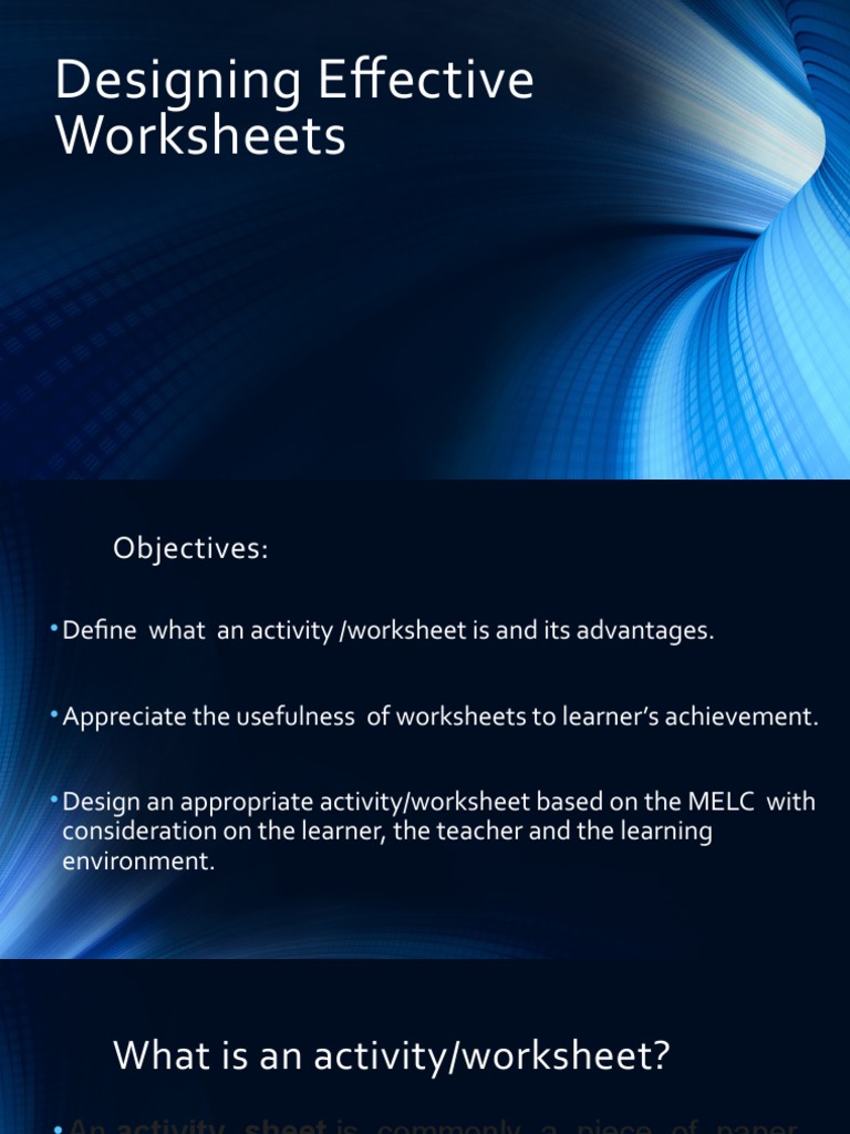 Designing Effective Worksheets | PDF | Behavior Modification | Epistemology