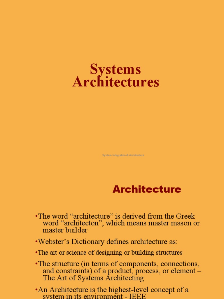 Systems Architectures: System Integration & Architecture | PDF | System ...