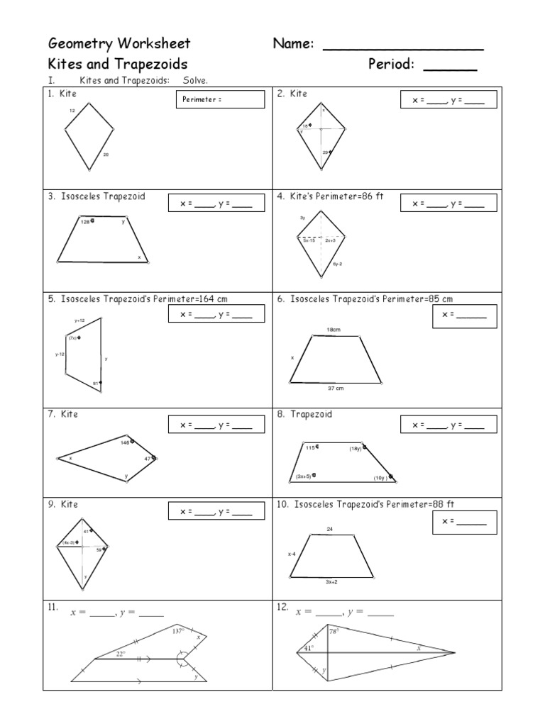 Kite Geometry Worksheet