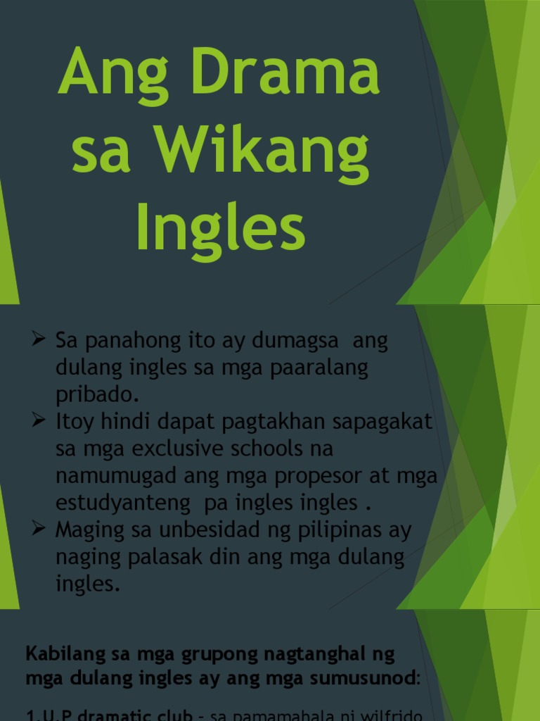 Ang Drama Sa Wikang Ingles Part 1 | PDF