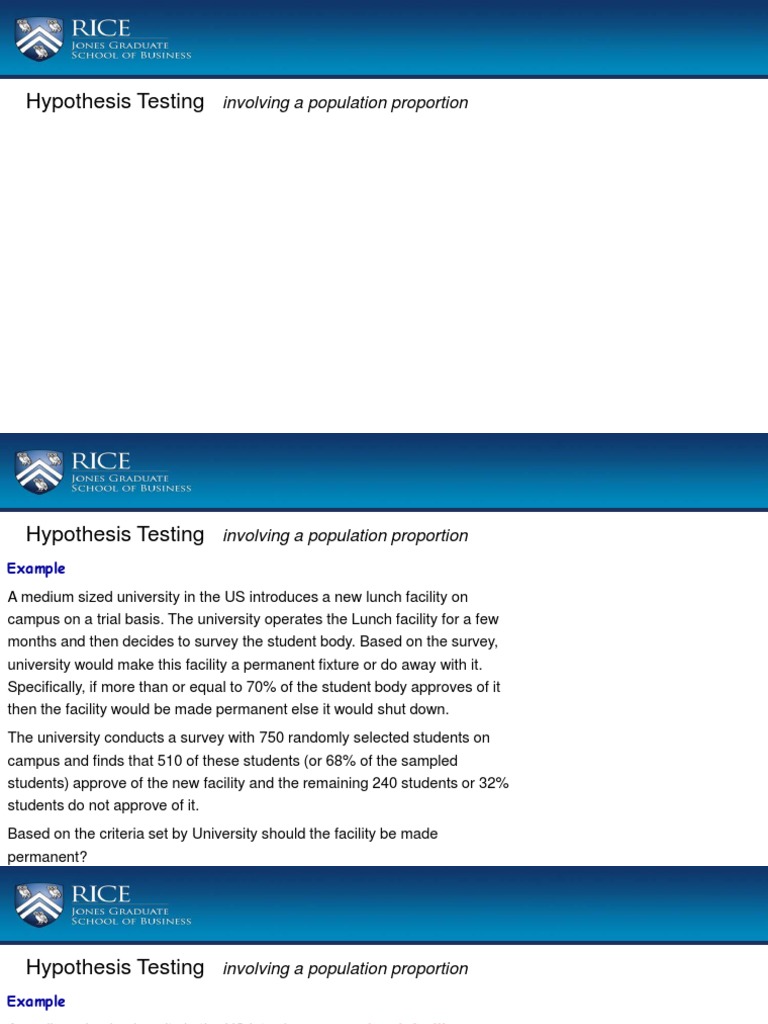 Hypothesis Testing: Involving A Population Proportion | PDF ...