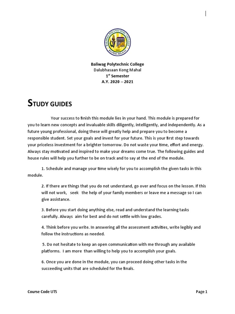 Understanding the Self: Module 1 Guide | PDF | Philosophy Of Self | Id