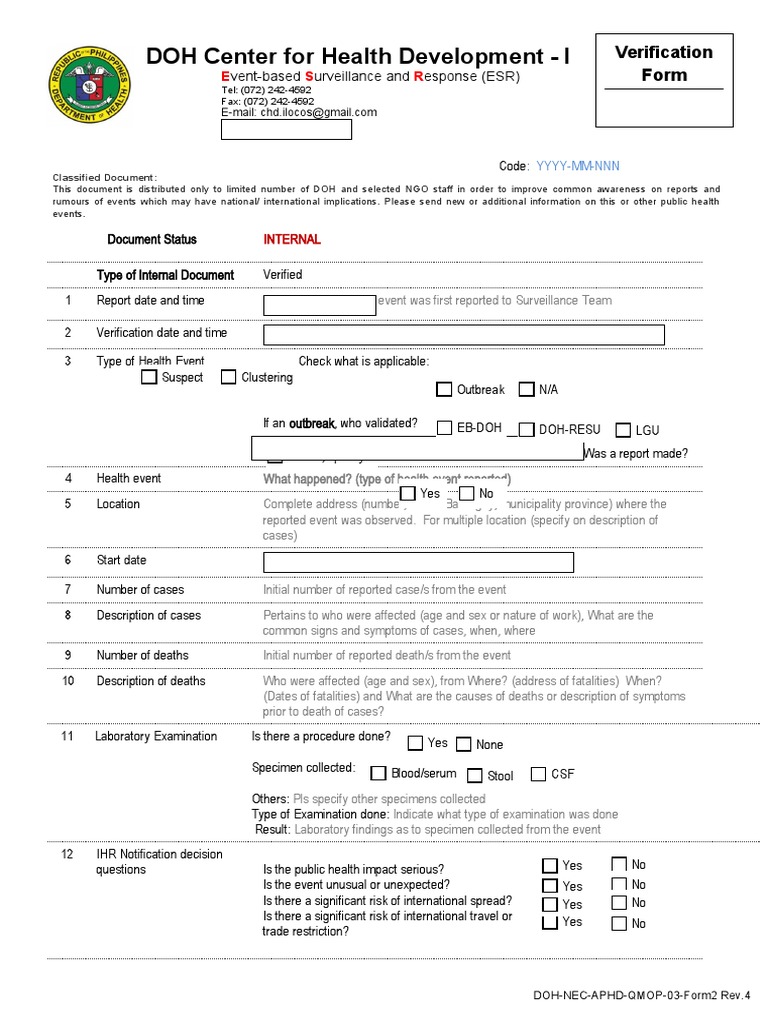 DOH Center For Health Development - I: Verification Form | PDF ...