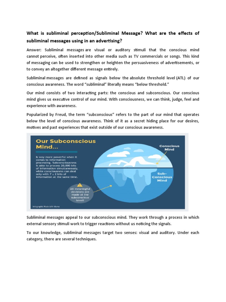 What Is Subliminal Perception/subliminal Message? What Are The Effects ...
