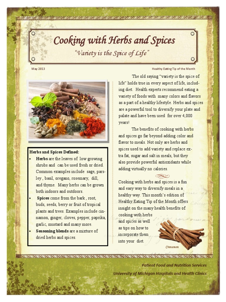 Health Benefits of Herbs and Spices | PDF | Coriander | Spice