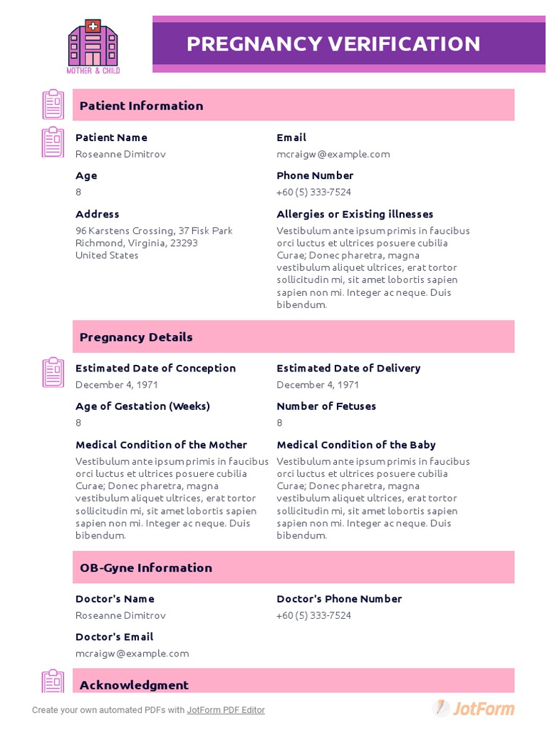 Pregnancy Verification: Patient Information | PDF | Women's Health ...