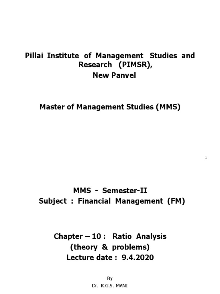 FM - Ratio Analysis - Theory & Problems (Cir. 2.4.2020) PDF | PDF ...