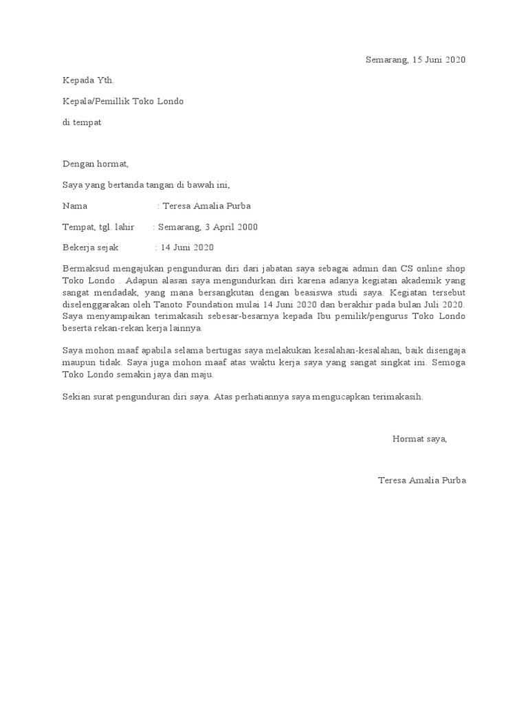 Contoh Surat Resign | PDF