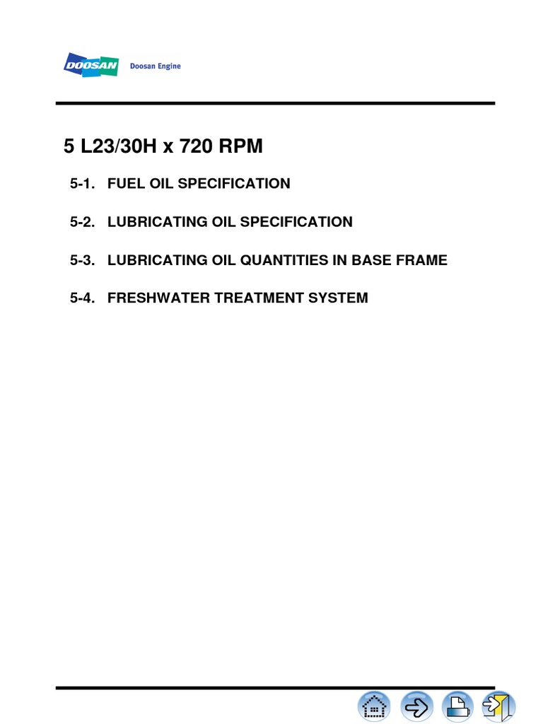 5 L23/30H X 720 RPM: 5-1. Fuel Oil Specification | PDF