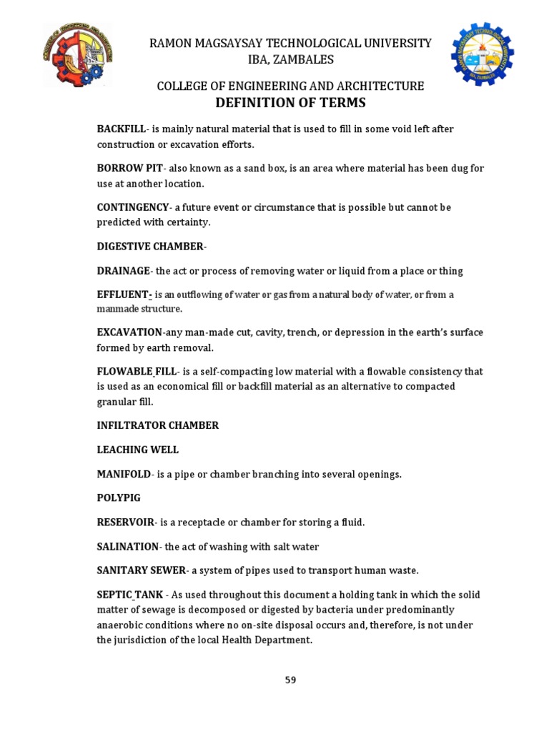 Definition of Terms | Download Free PDF | Sanitary Sewer | Sewage Treatment